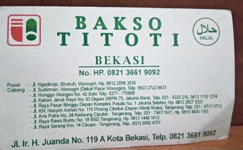 Review Bakso Titoti Bekasi – Mamak Ibrahim
